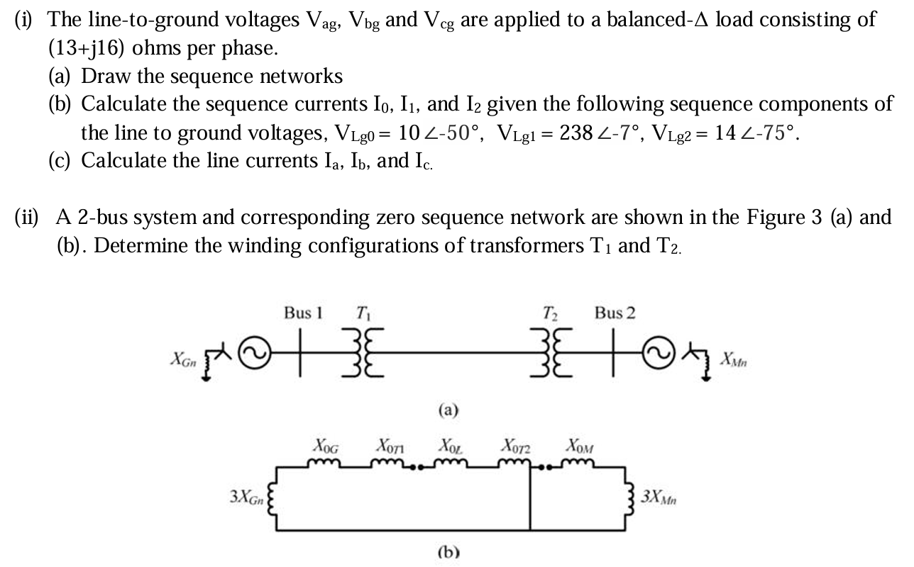 (i) ﻿The line-to-ground voltages Vag,Vbg ﻿and Vcg | Chegg.com