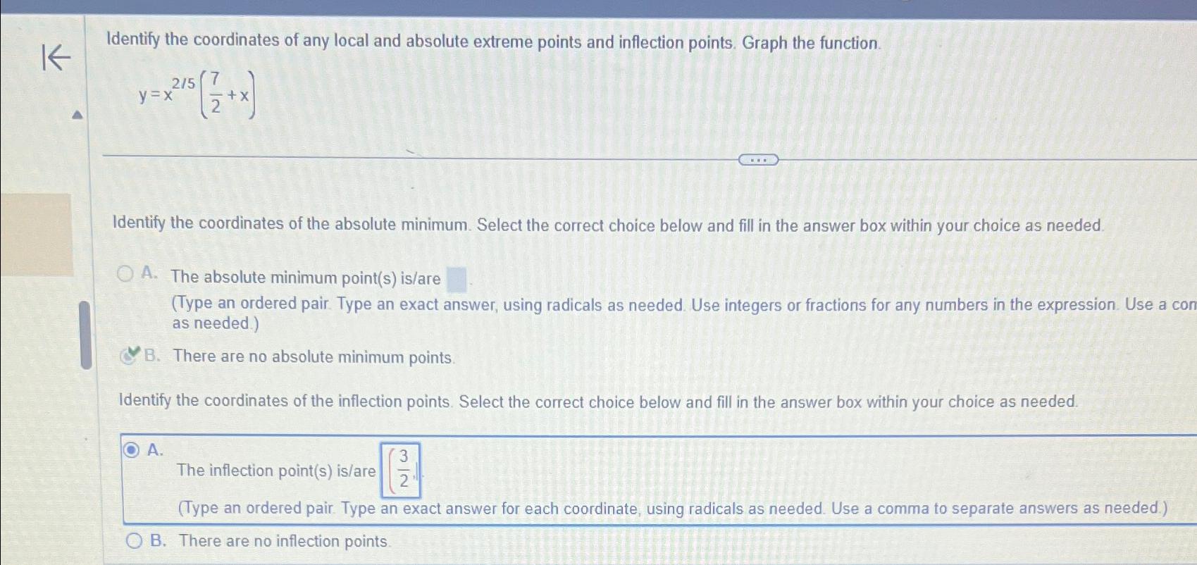 Solved Identify the coordinates of any local and absolute | Chegg.com