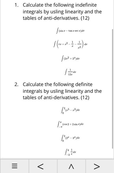 Solved 1. Calculate the following indefinite integrals by | Chegg.com