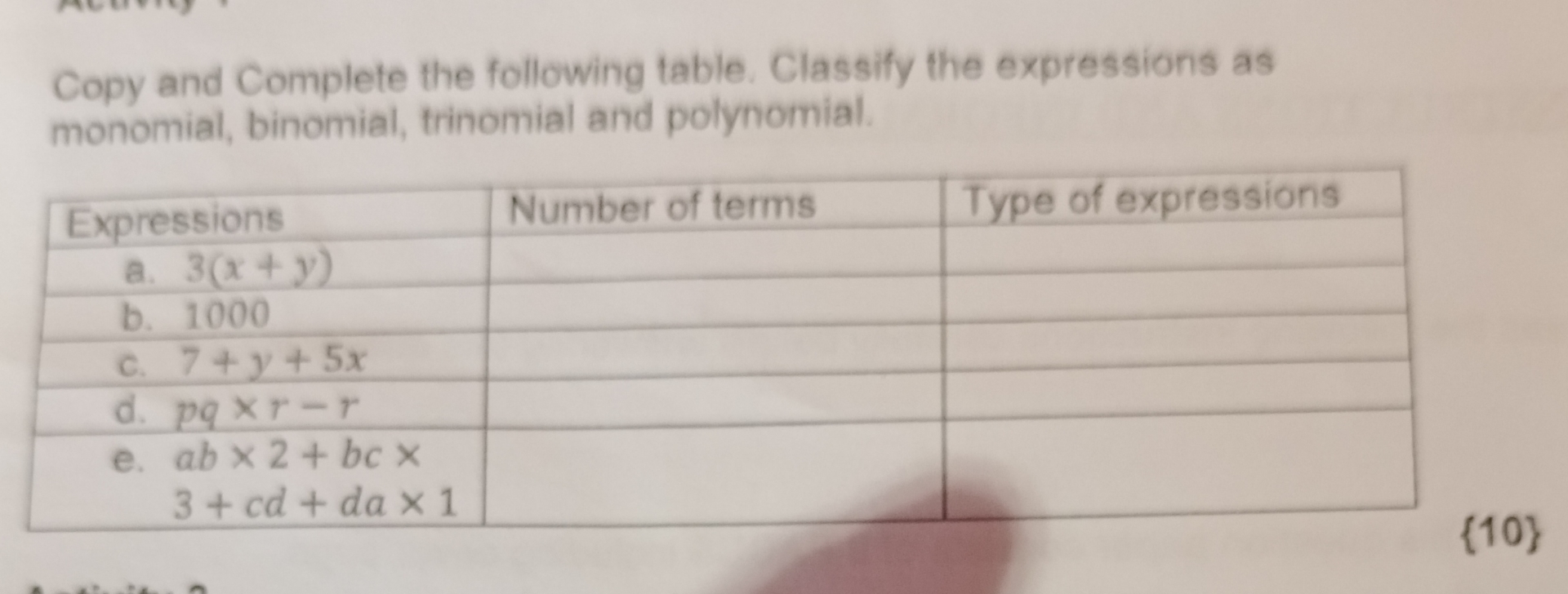 Solved Copy and Complete the following table. Classify the | Chegg.com