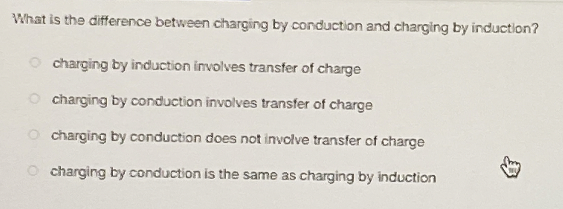 Solved What is the difference between charging by conduction | Chegg.com