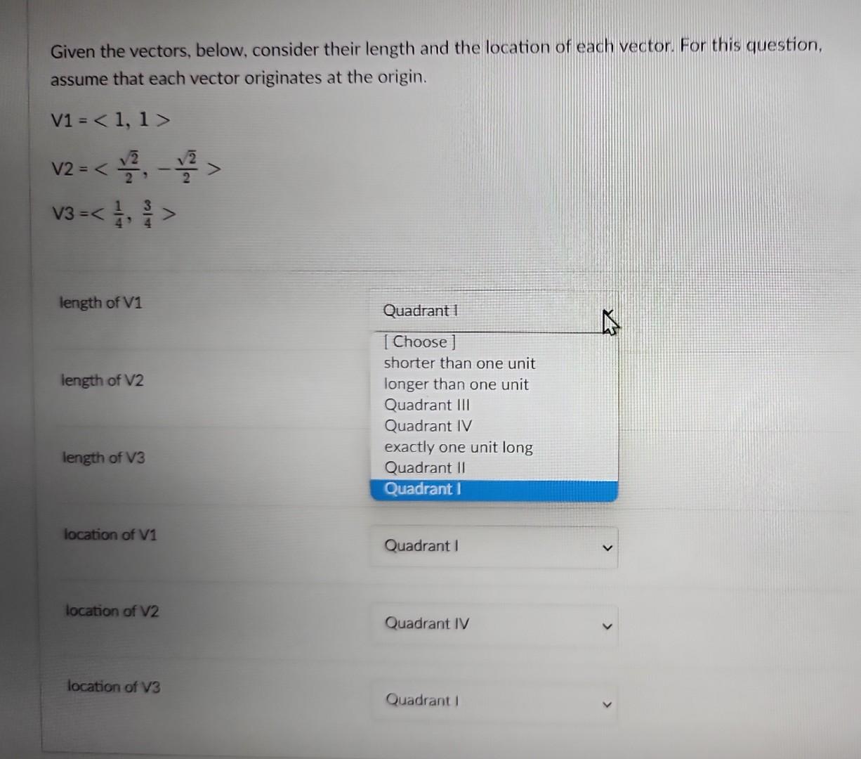 Solved Given the vectors, below, consider their length and | Chegg.com