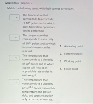 Solved Question 5 (10 ﻿points)Match the following terms with | Chegg.com