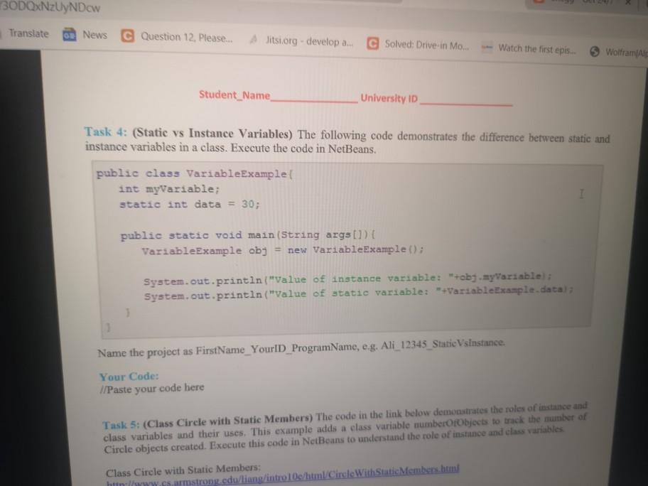 Solved Student_Name University ID Task 2: (Using Random | Chegg.com