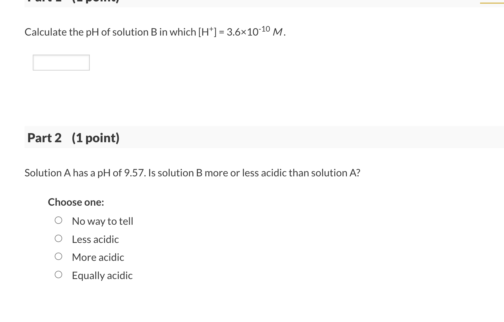 Solved Calculate the pH ﻿of solution B ﻿in which | Chegg.com