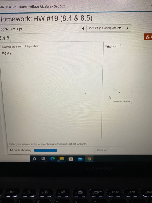 Solved MATH A105 - Intermediate Algebra - Sec 583 Homework: | Chegg.com