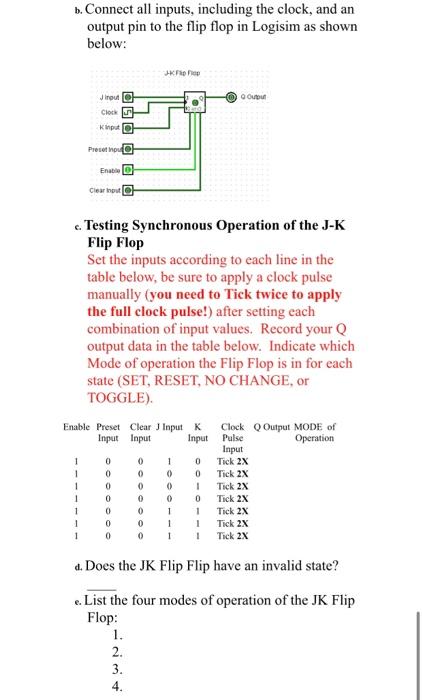 b. Connect all inputs, including the clock, and an | Chegg.com