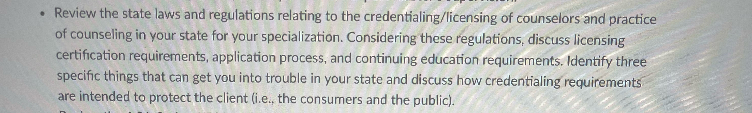 Solved Review the state laws and regulations relating to the | Chegg.com