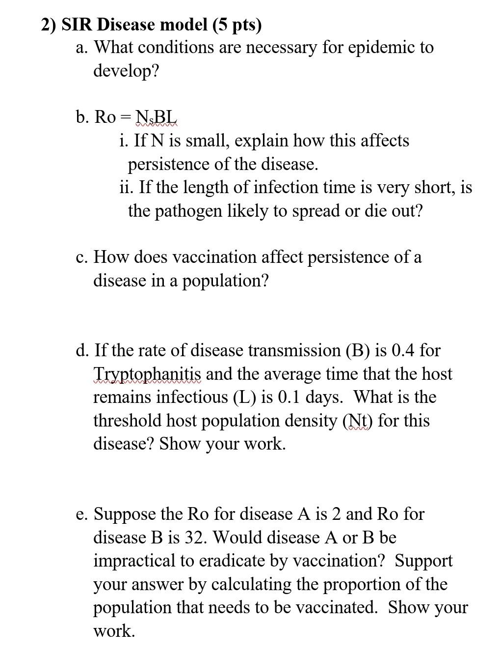 Solved SIR Disease model (5 pts) a. What conditions are | Chegg.com