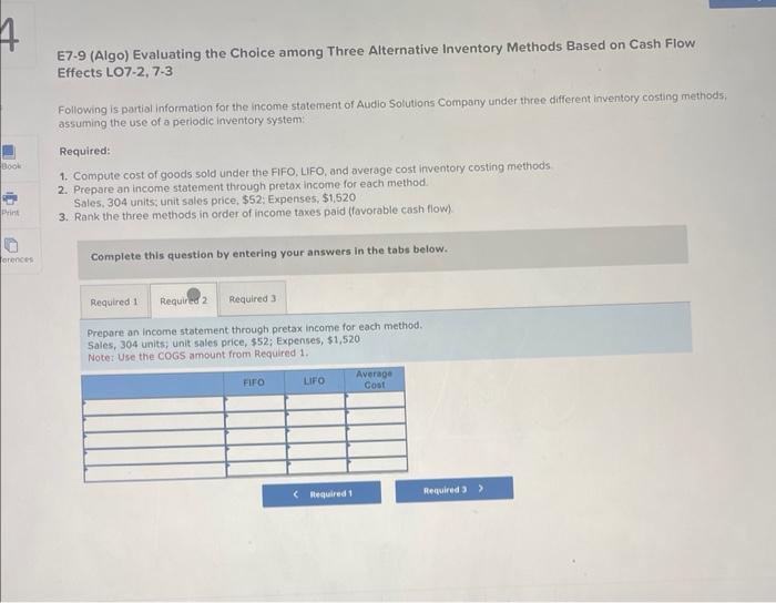 Solved E7 9 Algo Evaluating The Choice Among Three