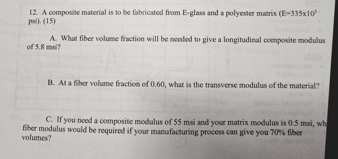 Solved A composite material is to be fabricated from E-glass | Chegg.com