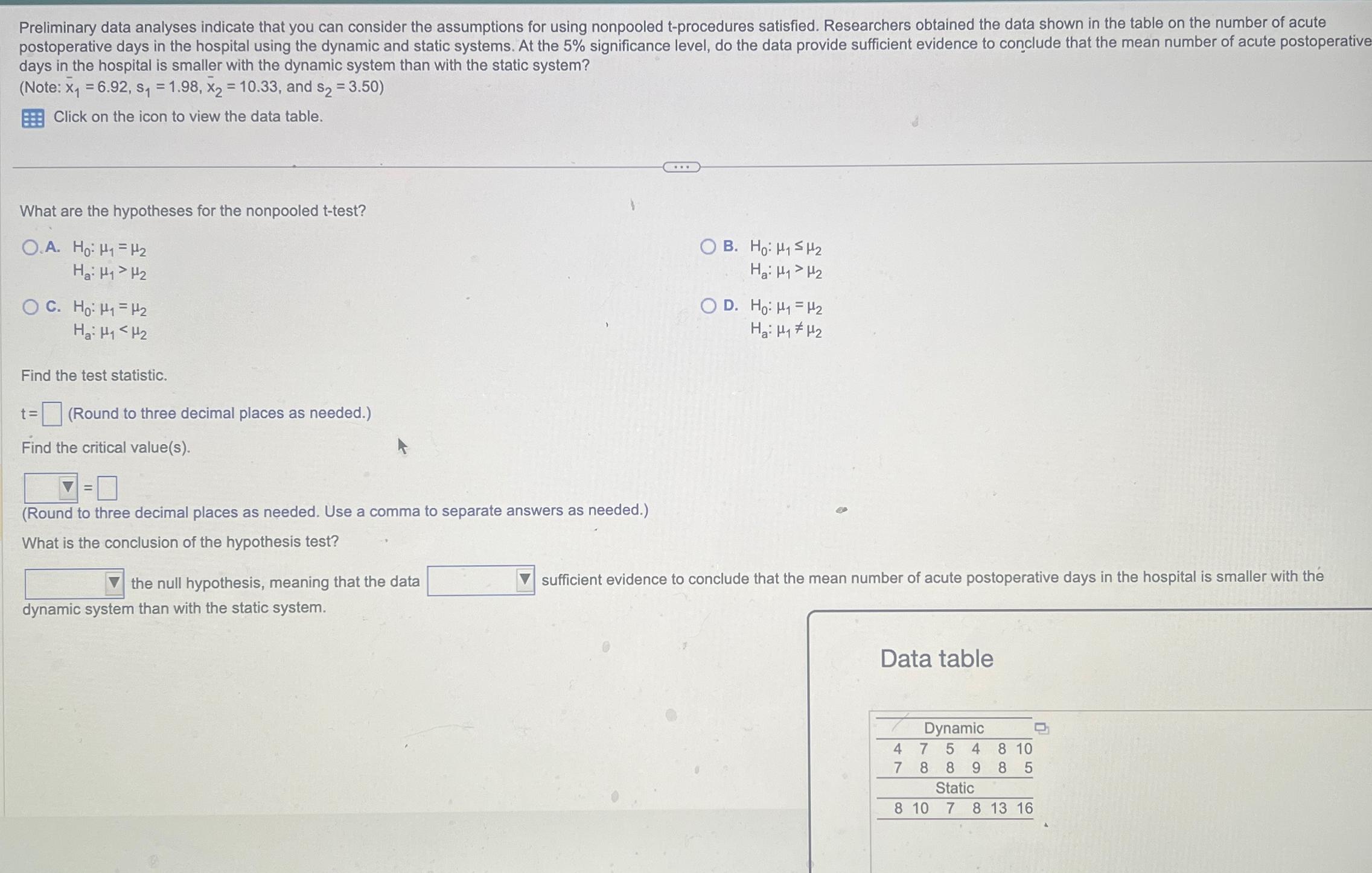 Solved Preliminary data analyses indicate that you can | Chegg.com