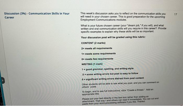 Discussion (3\%) - Communication Skills in Your This | Chegg.com