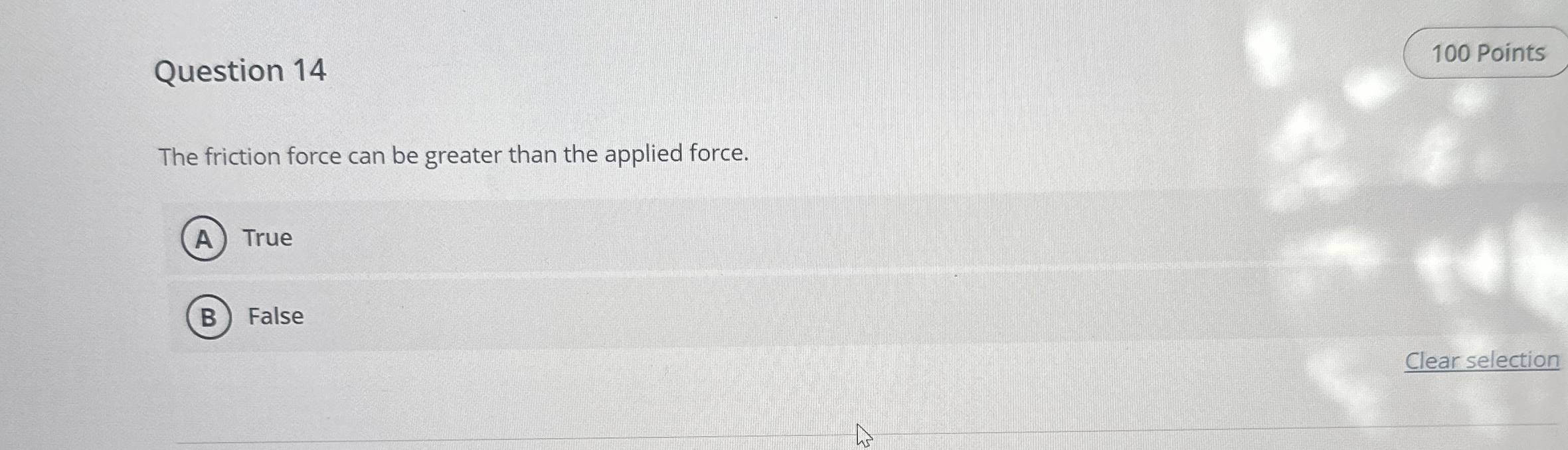 Solved Question 14100 ﻿PointsThe friction force can be | Chegg.com