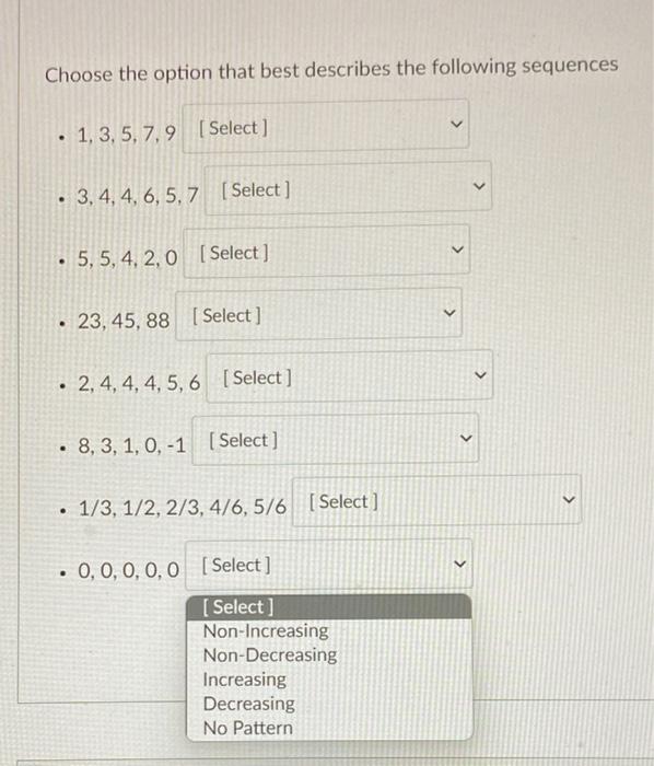 Solved Choose the option that best describes the following | Chegg.com