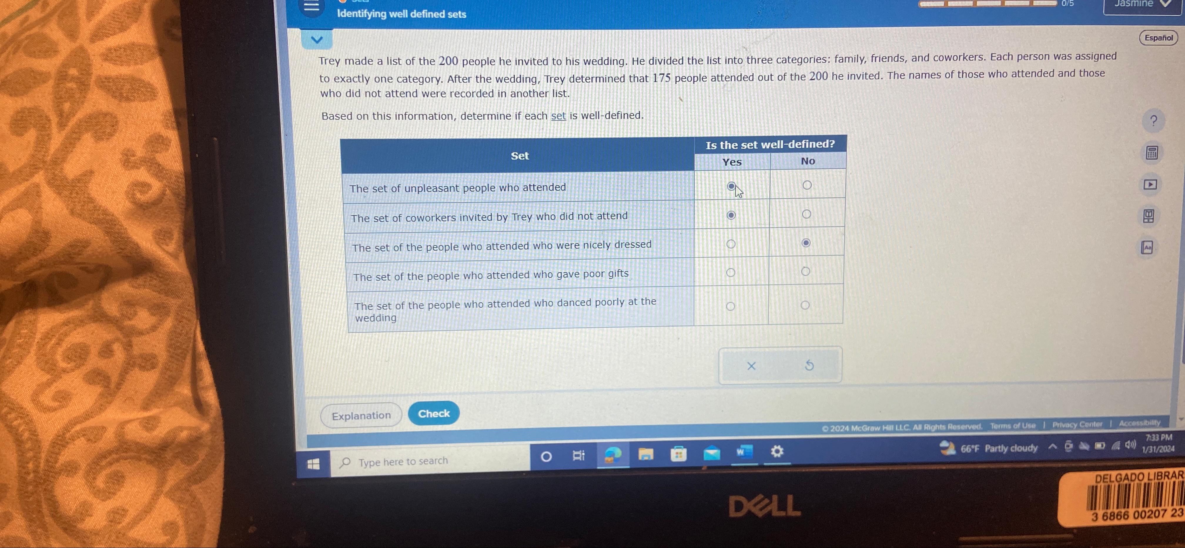 Solved Identifying well defined setswho did not attend were | Chegg.com