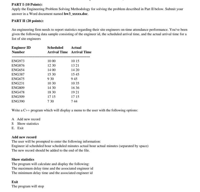 Solved PART I (10 Points): Apply the Engineering Problem | Chegg.com