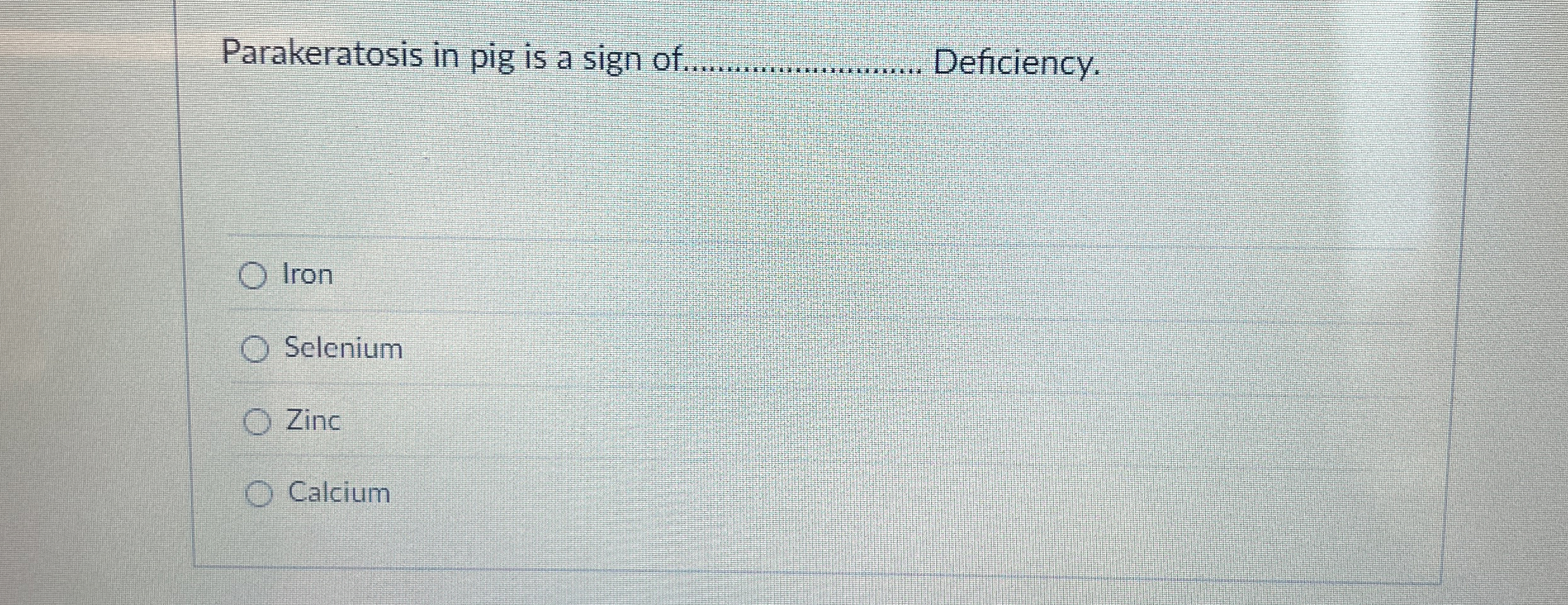 Solved Parakeratosis in pig is a sign of. q, | Chegg.com