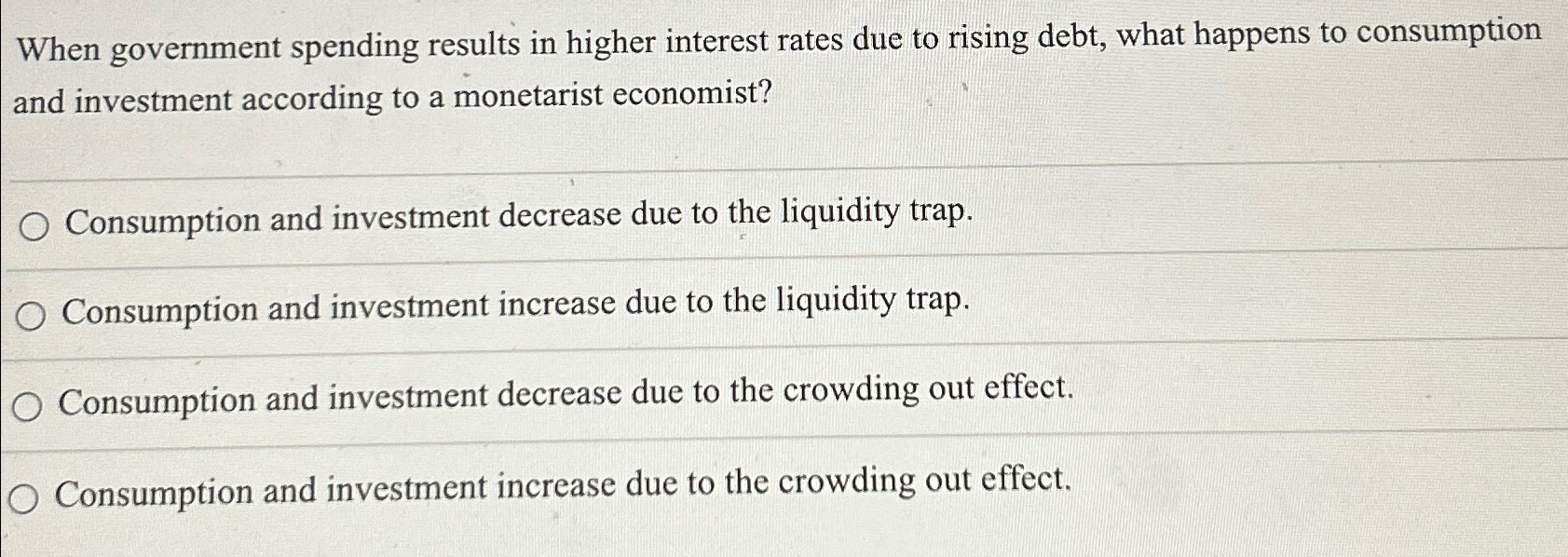 Solved When government spending results in higher interest | Chegg.com