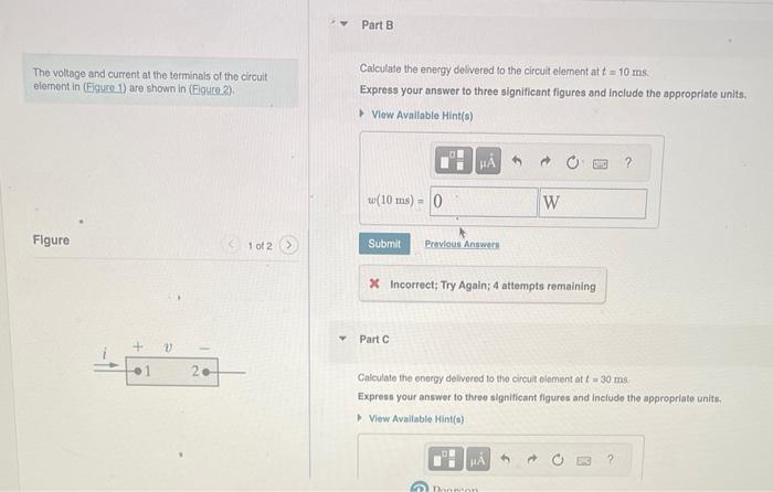Solved Calculate the energy delivered to the circuit element | Chegg.com