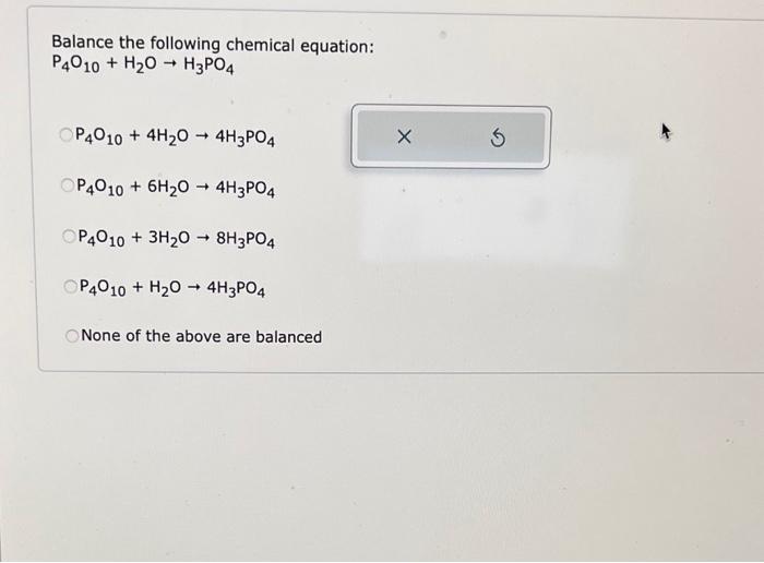 Solved Balance the following chemical equation: | Chegg.com