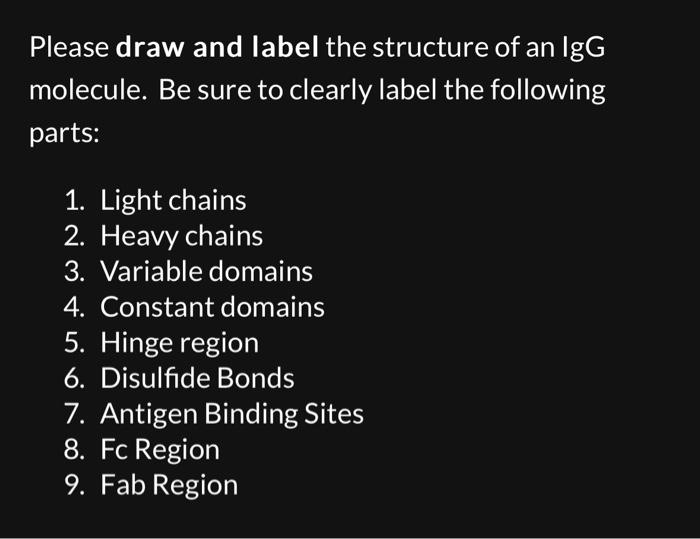Solved Please draw and label the structure of an IgG | Chegg.com