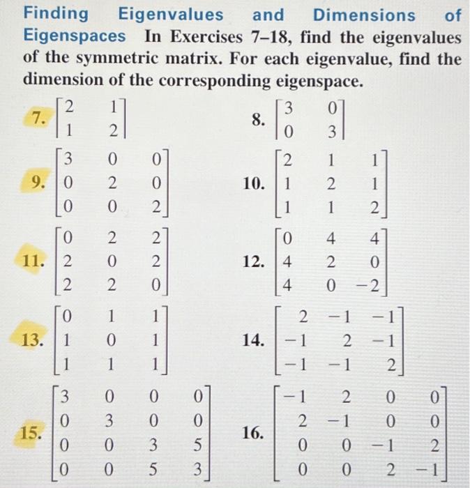 Solved Finding Eigenvalues and Dimensions of Eigenspaces In | Chegg.com