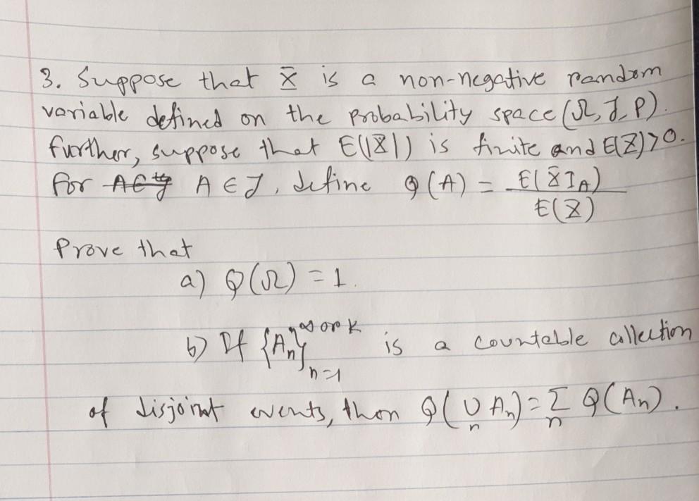 Solved 3. Suppose that " is a non-negative pandem variable | Chegg.com