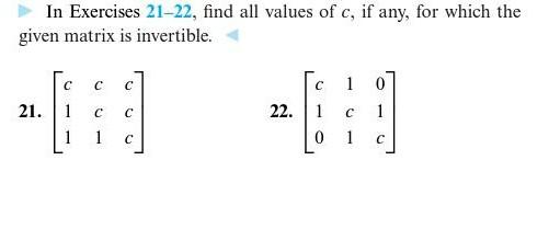 Solved In Exercises 21-22, find all values of c, if any, for | Chegg.com