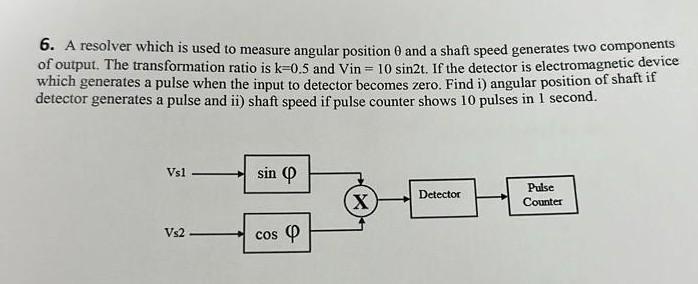 Solved 6. A resolver which is used to measure angular | Chegg.com