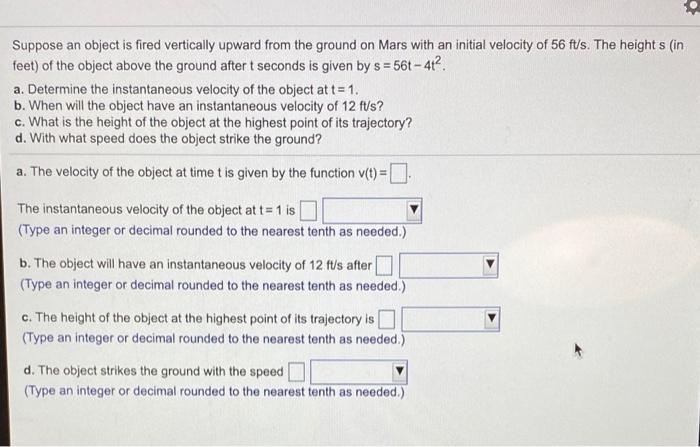 Solved Suppose an object is fired vertically upward from the | Chegg.com