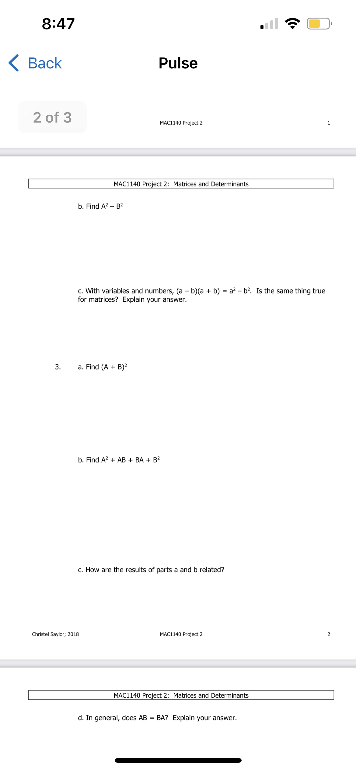 8:47\\nBack\\nPulse\\n2 of 3\\nMAC1140 Project | Chegg.com