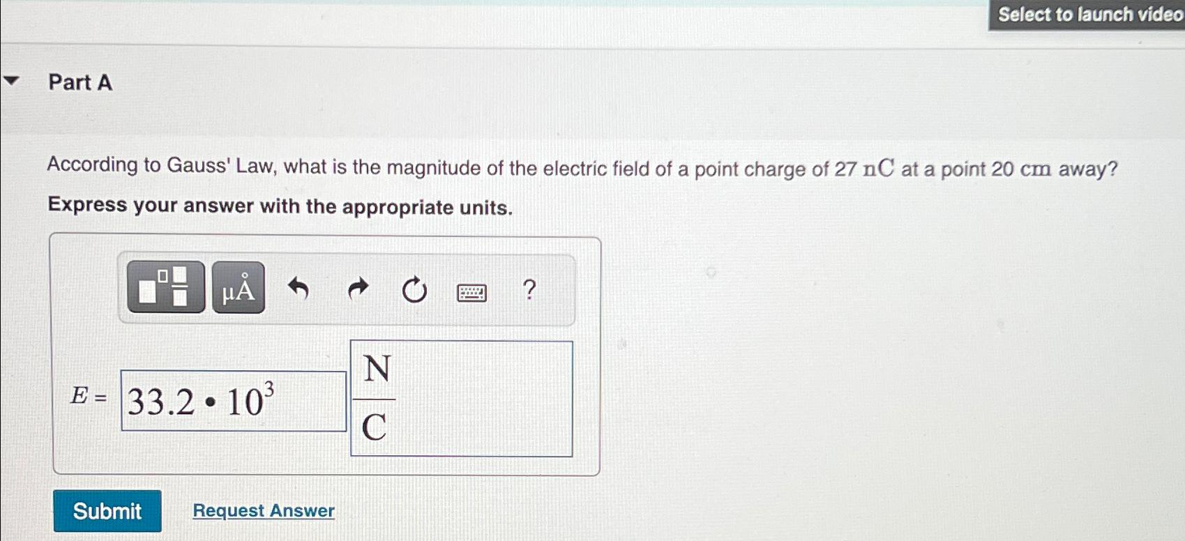 Solved Part AAccording to Gauss' Law, what is the magnitude | Chegg.com