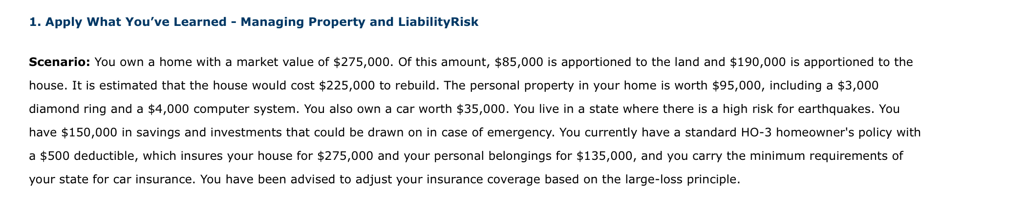 Solved Apply What You've Learned - ﻿Managing Property and | Chegg.com