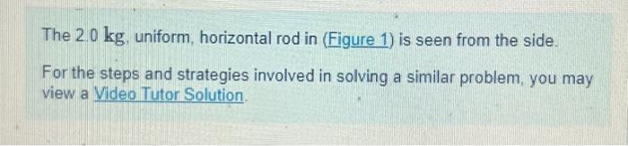 Solved The 2.0 kg, uniform, horizontal rod in (Figure 1) is | Chegg.com