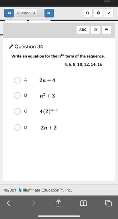 Solved ABC N Question 34 Write an equation | Chegg.com