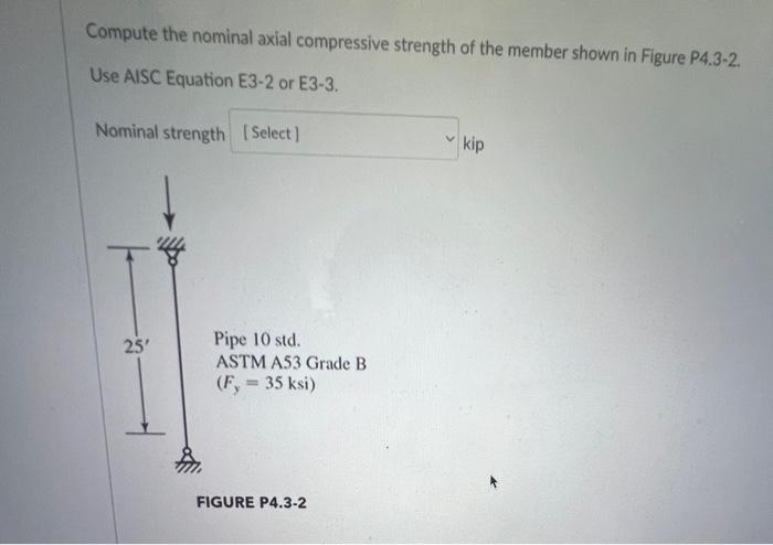 Solved Compute the nominal axial compressive strength of the | Chegg.com