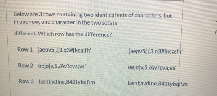 Solved Below are 3 rows containing two identical sets of | Chegg.com