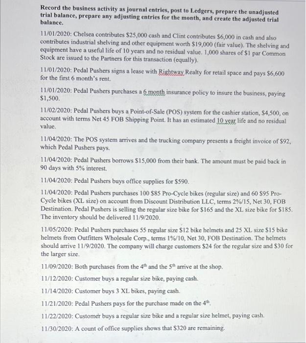 please help need with journal entries November and | Chegg.com