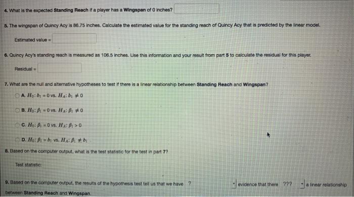 Solved (14 points) Standing Reach in the NBA - Standing mach | Chegg.com