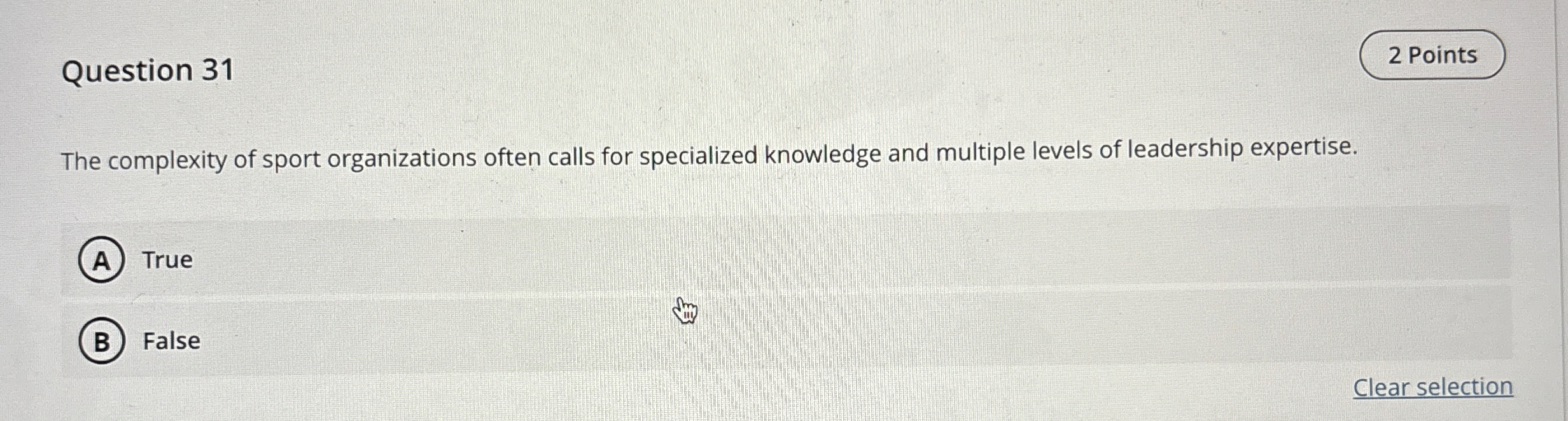Solved Question 312 ﻿PointsThe complexity of sport | Chegg.com