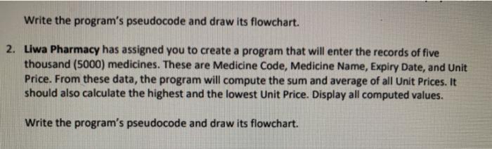 Solved Write the program's pseudocode and draw its | Chegg.com