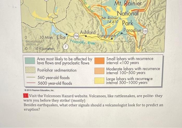 Solved Mount Rainier Volcanic Hazard Map Burien. Reston 90 | Chegg.com