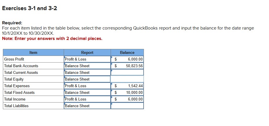Required informationExercises 3-1 to 3-3Skip to | Chegg.com