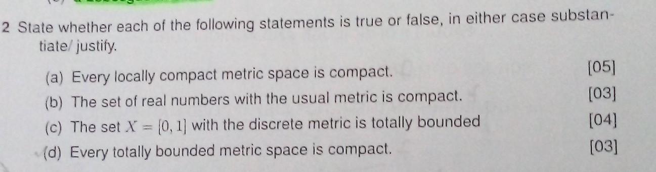 Solved State whether each of the following statements is | Chegg.com