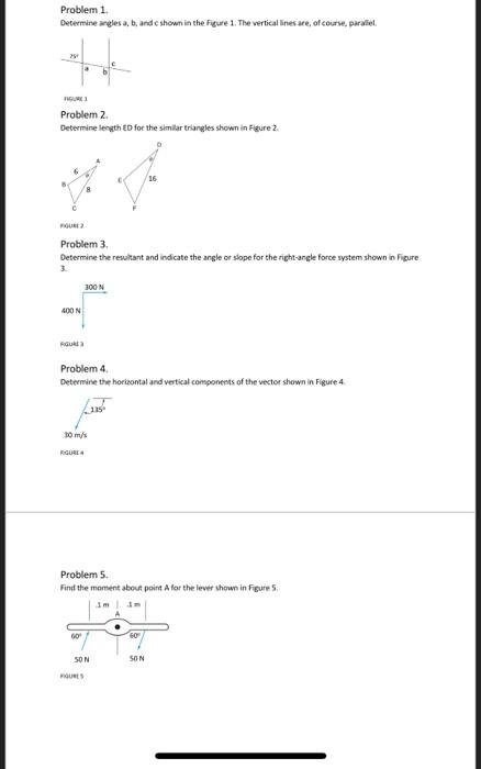 Solved Problem 1. Determine angles a, b,and shown in the | Chegg.com