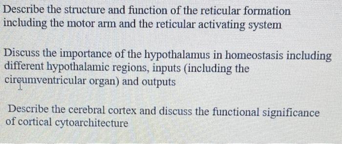 Solved Describe the structure and function of the reticular | Chegg.com