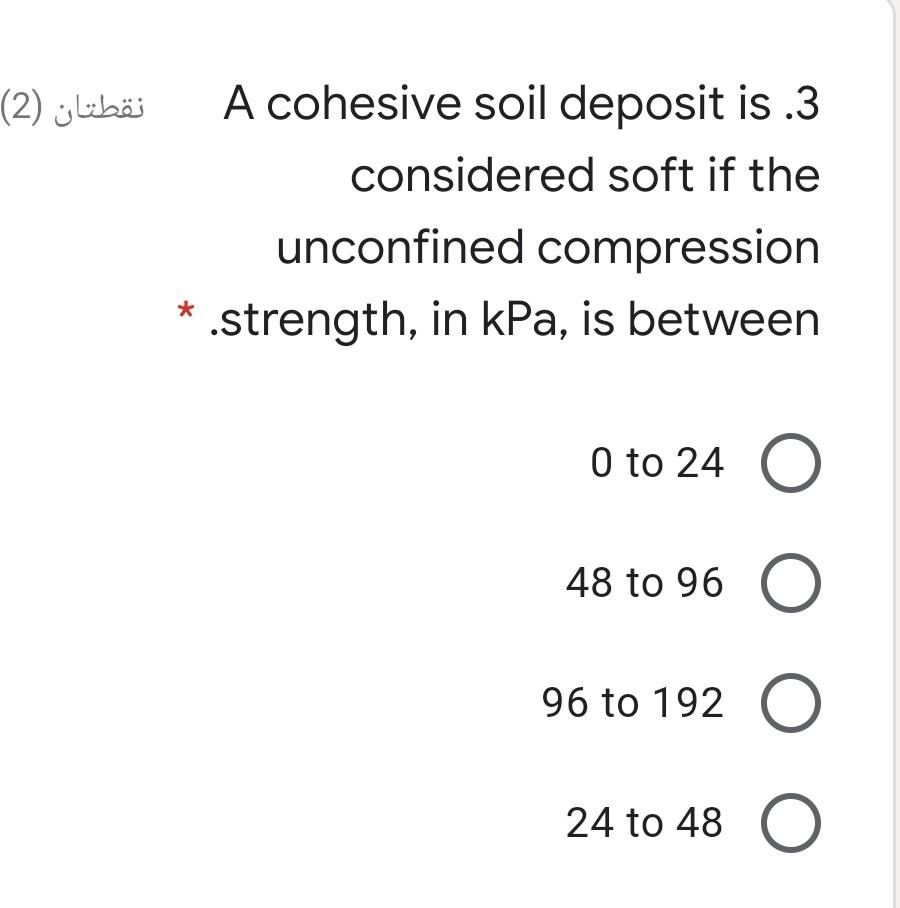 Solved نقطتان (2) A cohesive soil deposit is .3 considered | Chegg.com