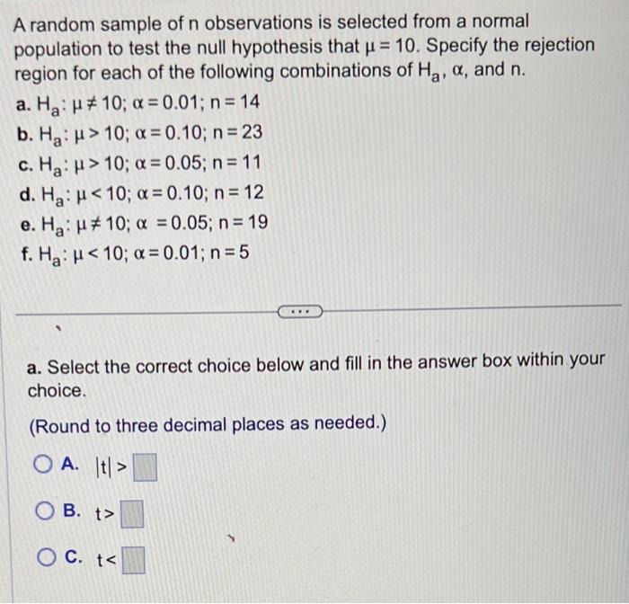 Solved A random sample of n observations is selected from a | Chegg.com