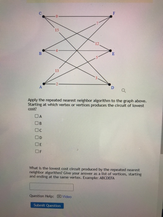 Solved F 13 2 B E 13 А D Q Apply the repeated nearest | Chegg.com